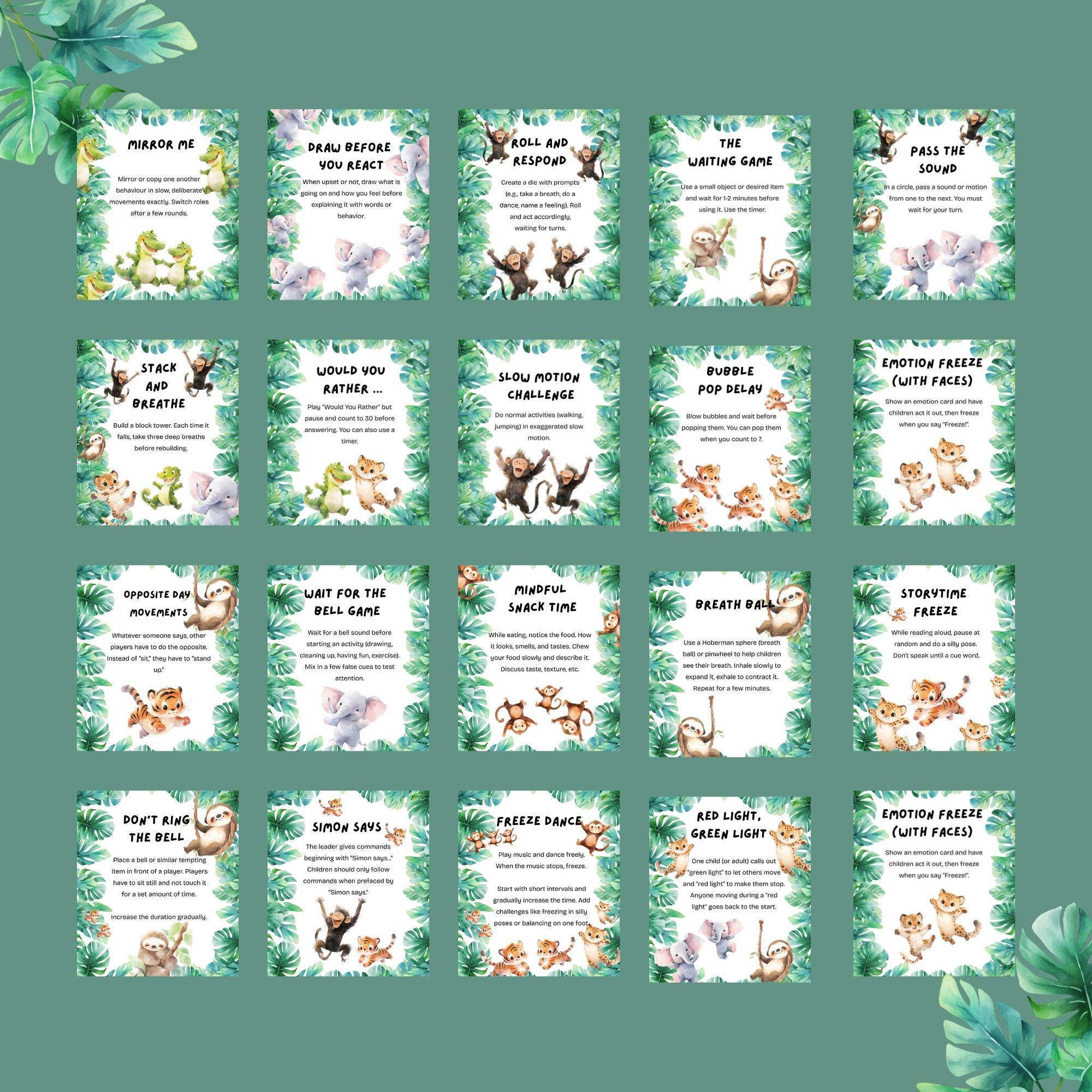 Impulse Control Activities for Kids Jungle Theme | Printable Set With ...