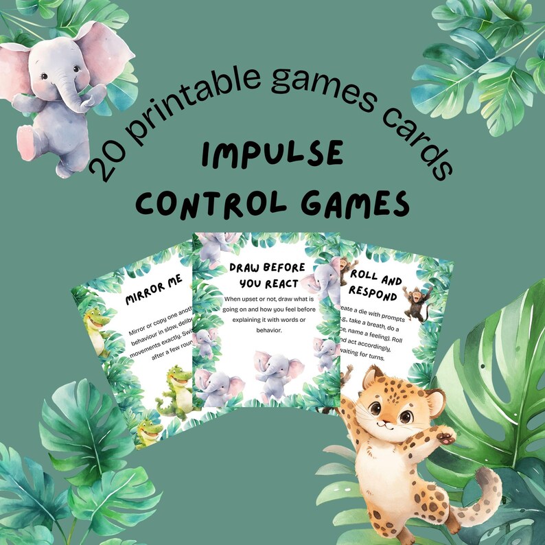 Impulse Control Activities for Kids Jungle Theme | Printable Set With ...