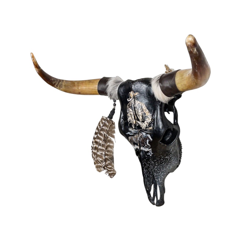 Longhorn Engraved Skull Taxidermy Wall Decor - Item #: 1066 - Etsy