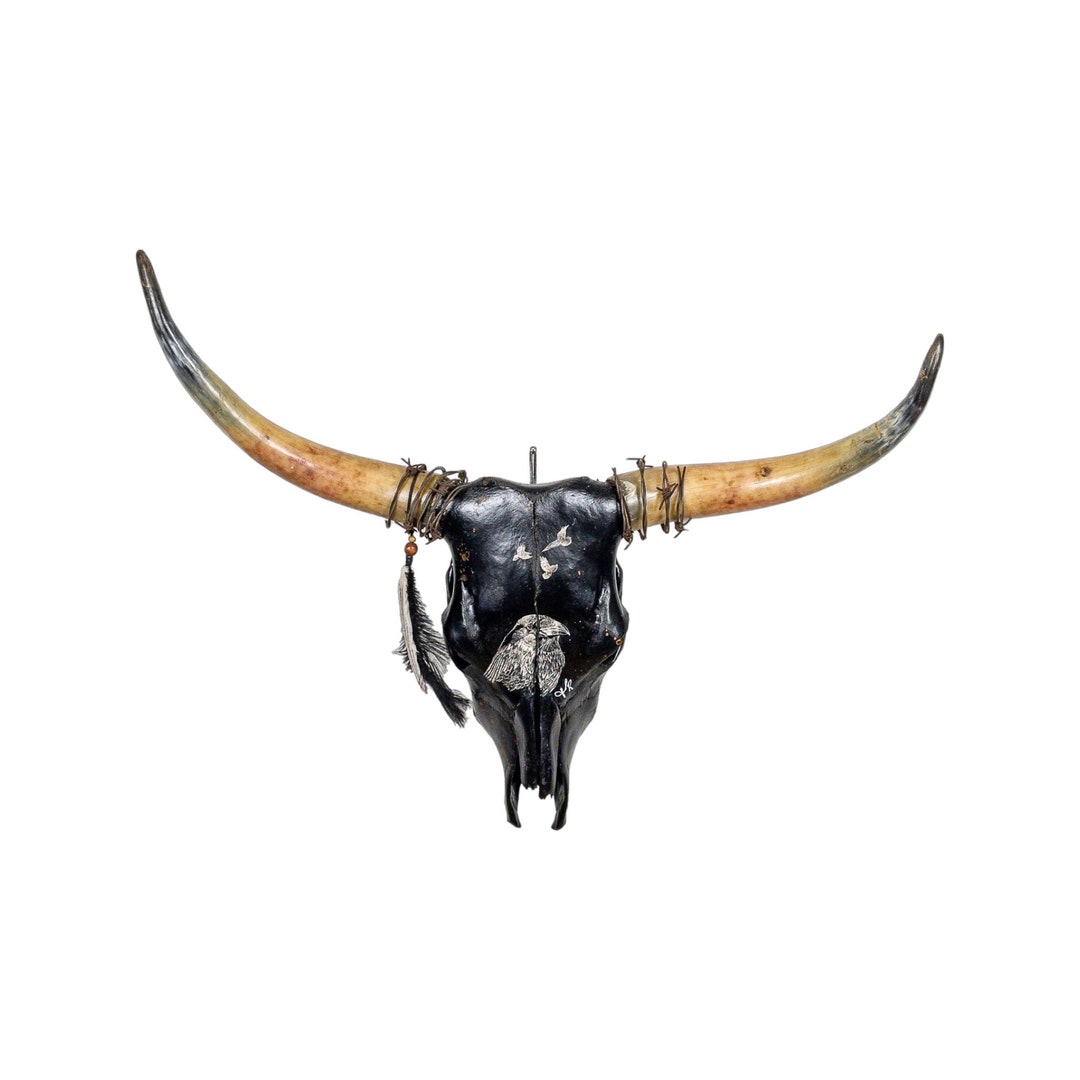 Longhorn Engraved Skull Taxidermy Wall Decor - Item #: 1115 - Etsy
