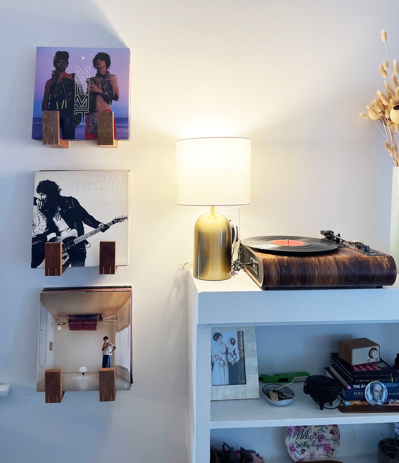 Mid-century Modern Wood Vinyl Record Wall Mount Display Rack Maple Oak ...