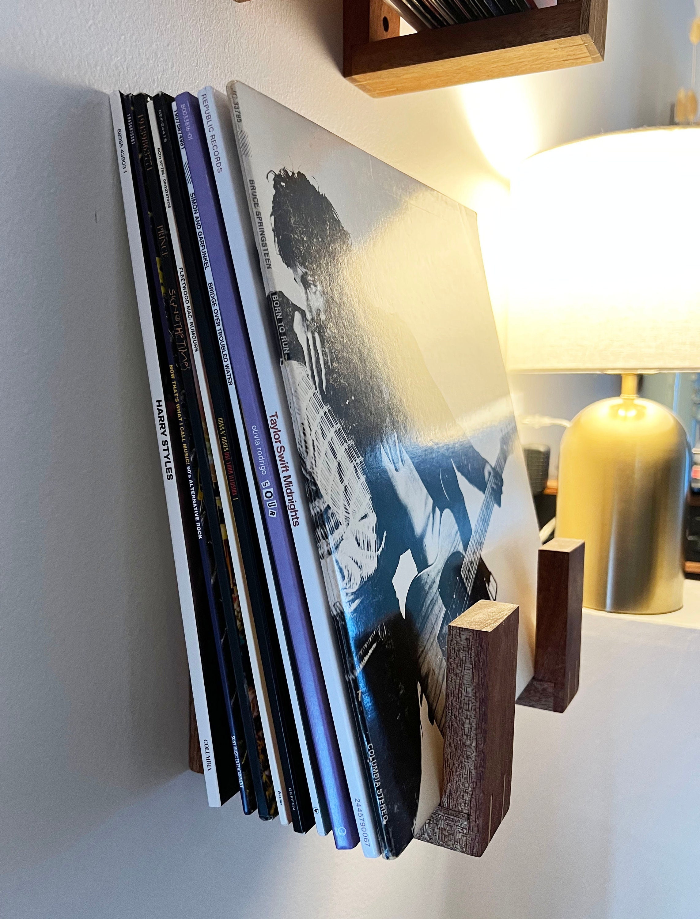 Mid-century Modern Wood Vinyl Record Wall Mount Display Rack Maple Oak ...