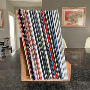 Mid-century Red Oak Vinyl Record Holder / Rack With Walnut Accents - Etsy