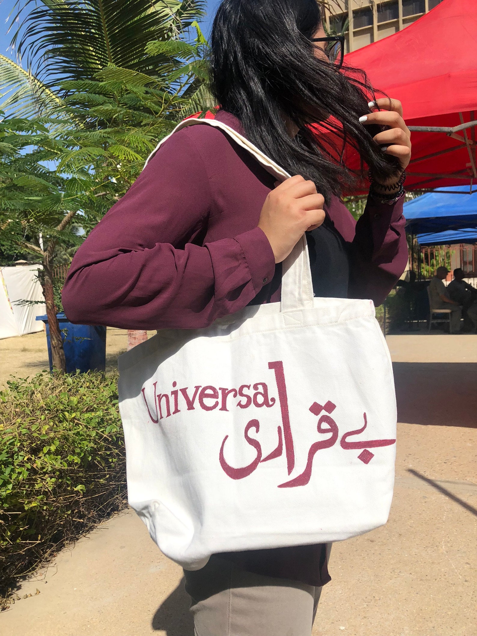 Pakistani Art | Cute School Tote | Hand Painted White Canvas Tote ...