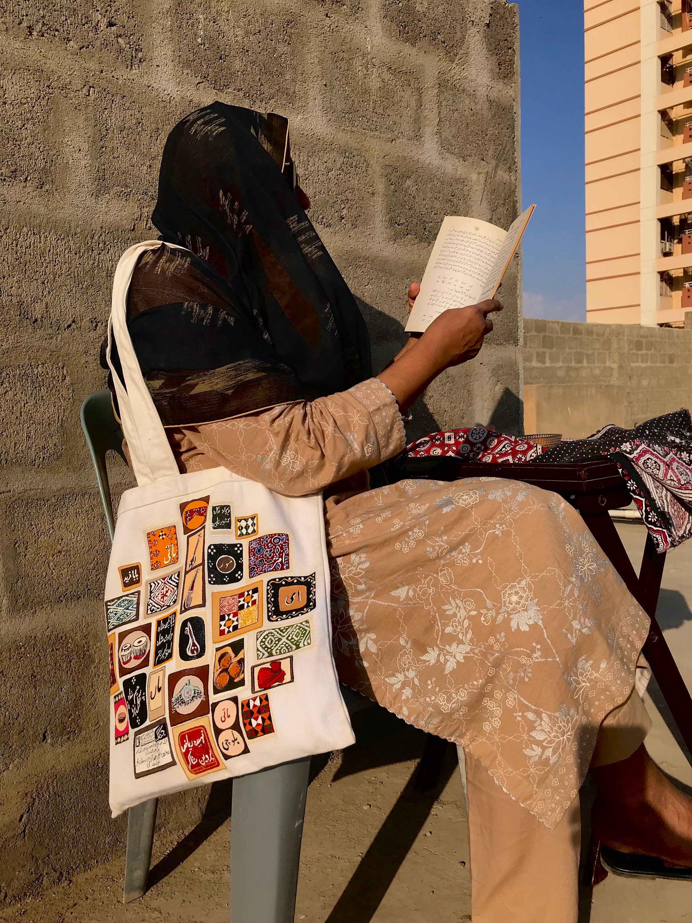 Handpainted White Canvas Tote Bag for Mom Desi Art Pakistani Gift ...