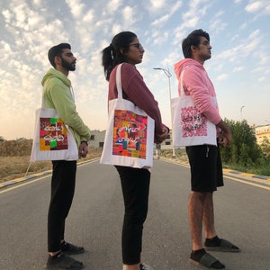 Hand Painted Pakistani Truck Art | Canvas Grocery Tote Bag | Colorful ...