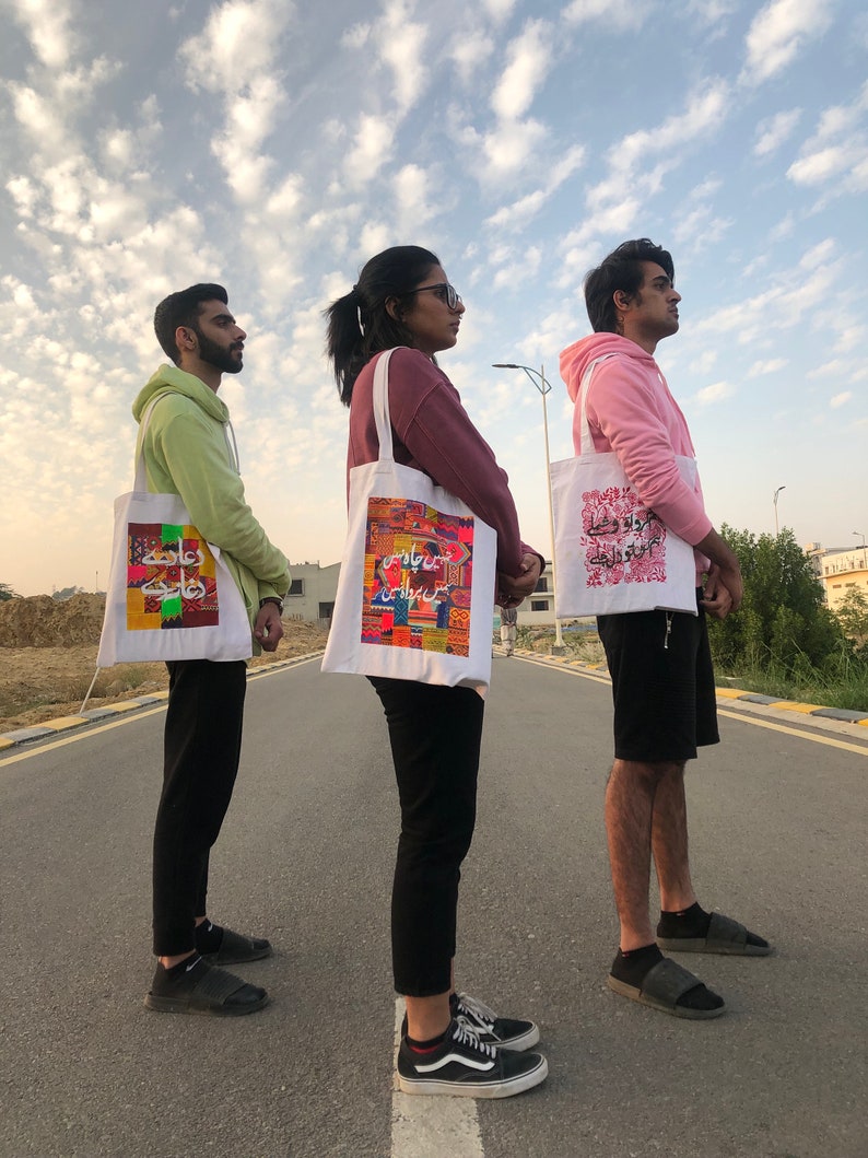 Hand Painted Pakistani Truck Art Canvas Grocery Tote Bag Colorful Tote ...