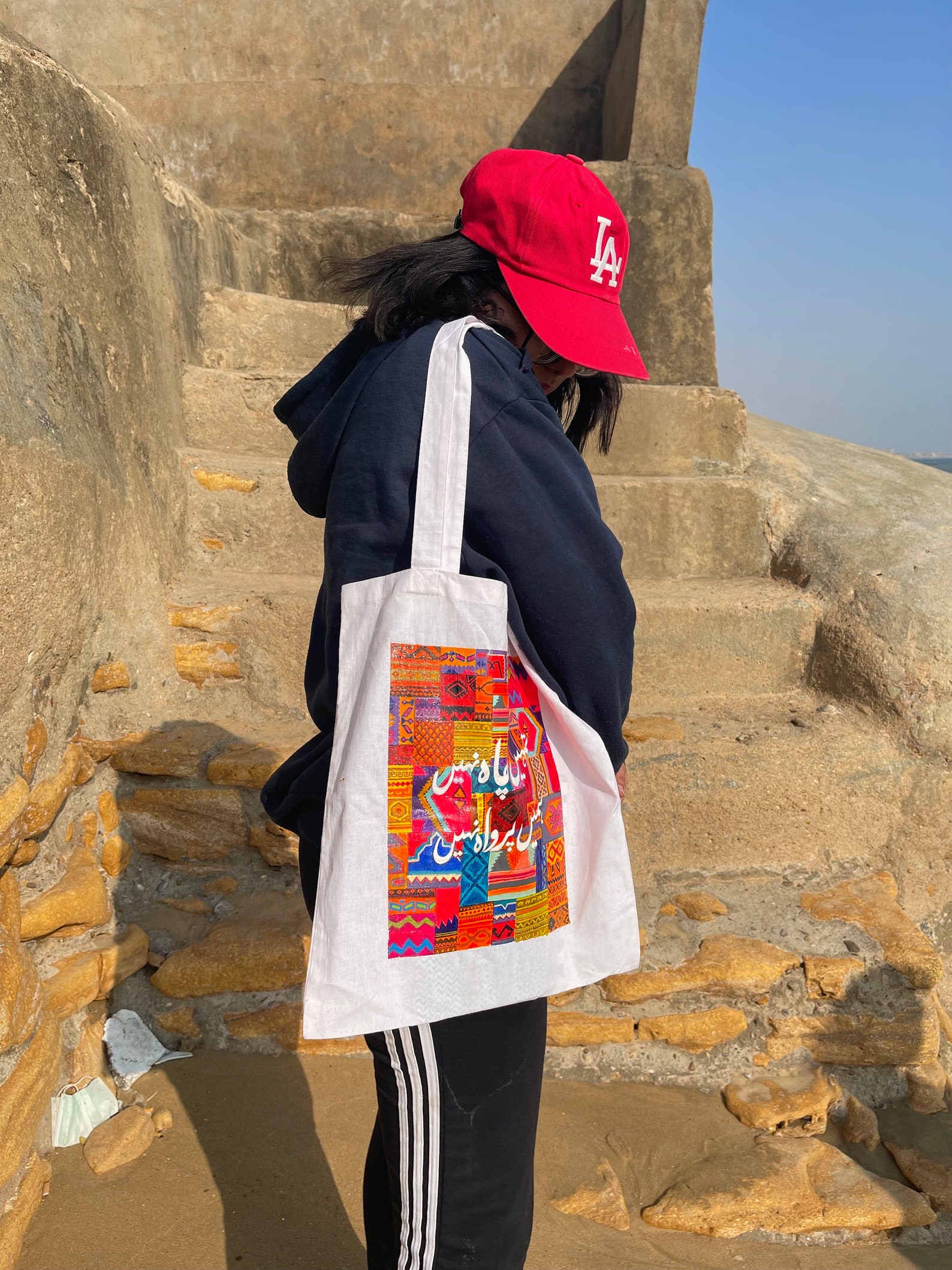 Hand Painted Pakistani Truck Art Canvas Grocery Tote Bag Colorful Tote ...