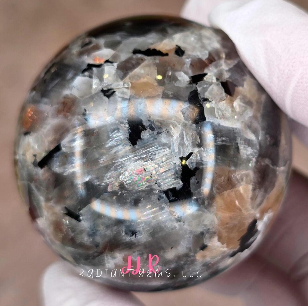 Rainbow Moonstone Arusha Sunstone Mica Smoky Quartz Tourmaline Sphere ...