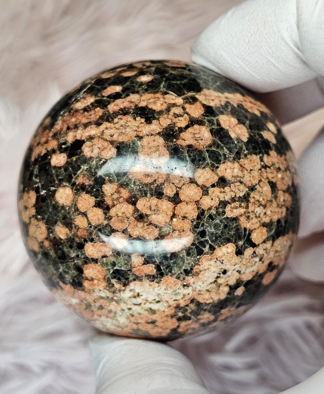 Pink Snowflake Obsidian Sphere - Etsy