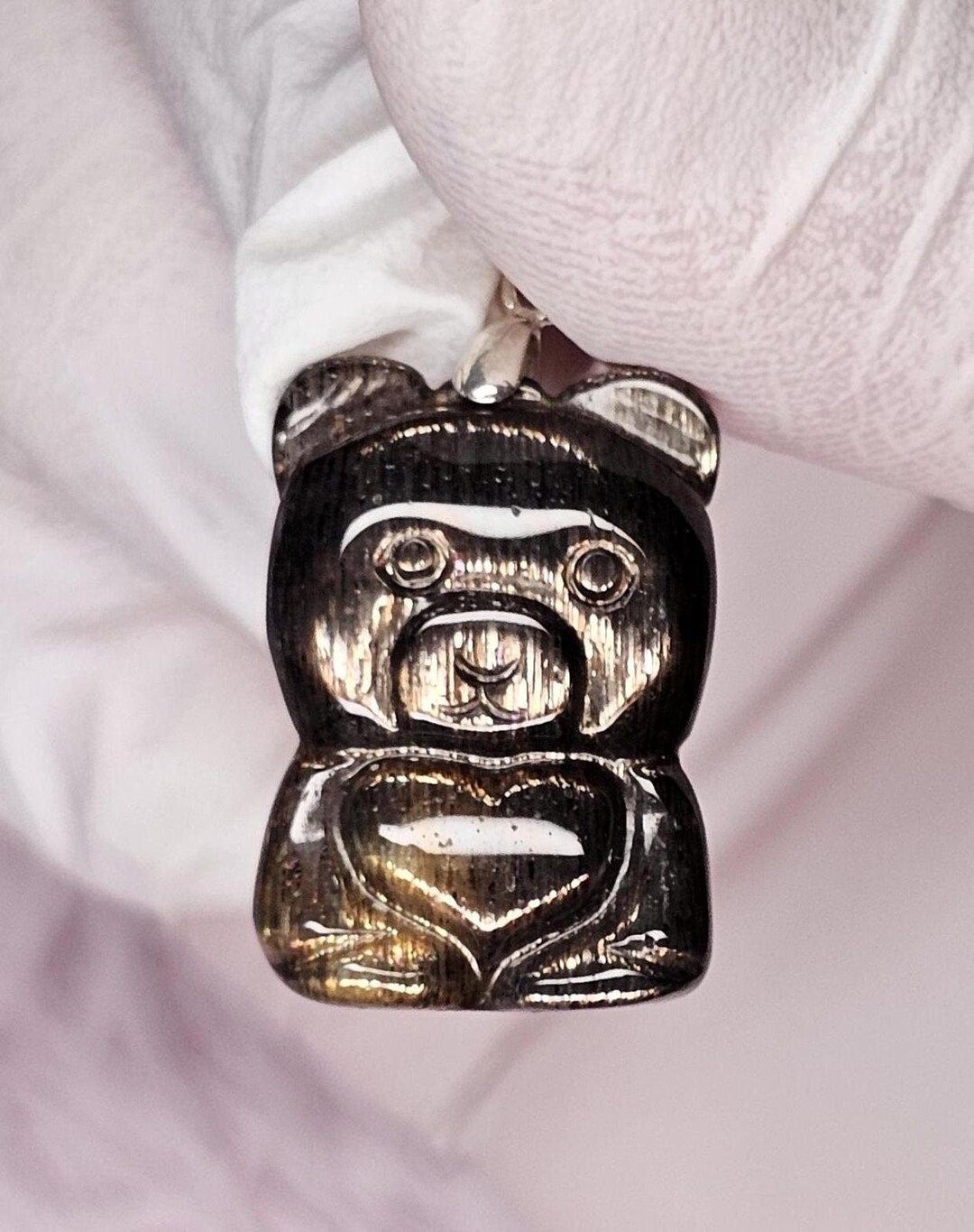 Black Sunstone Meteor Shower Pendant, Bear Pendant, Teddy Bear ...