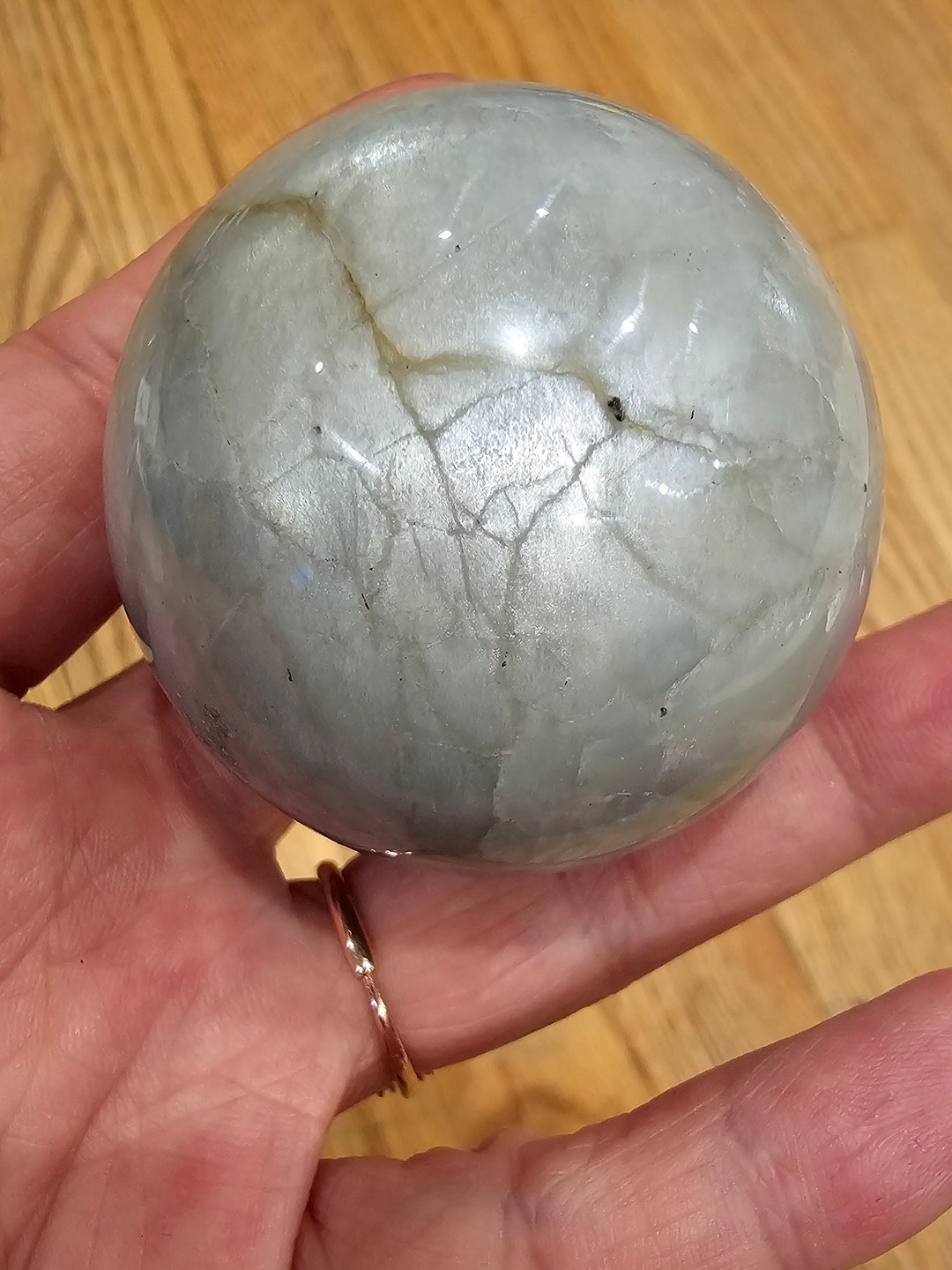 Rare Silver Moonstone With Silver Flash, Natural Crystal Sphere ...