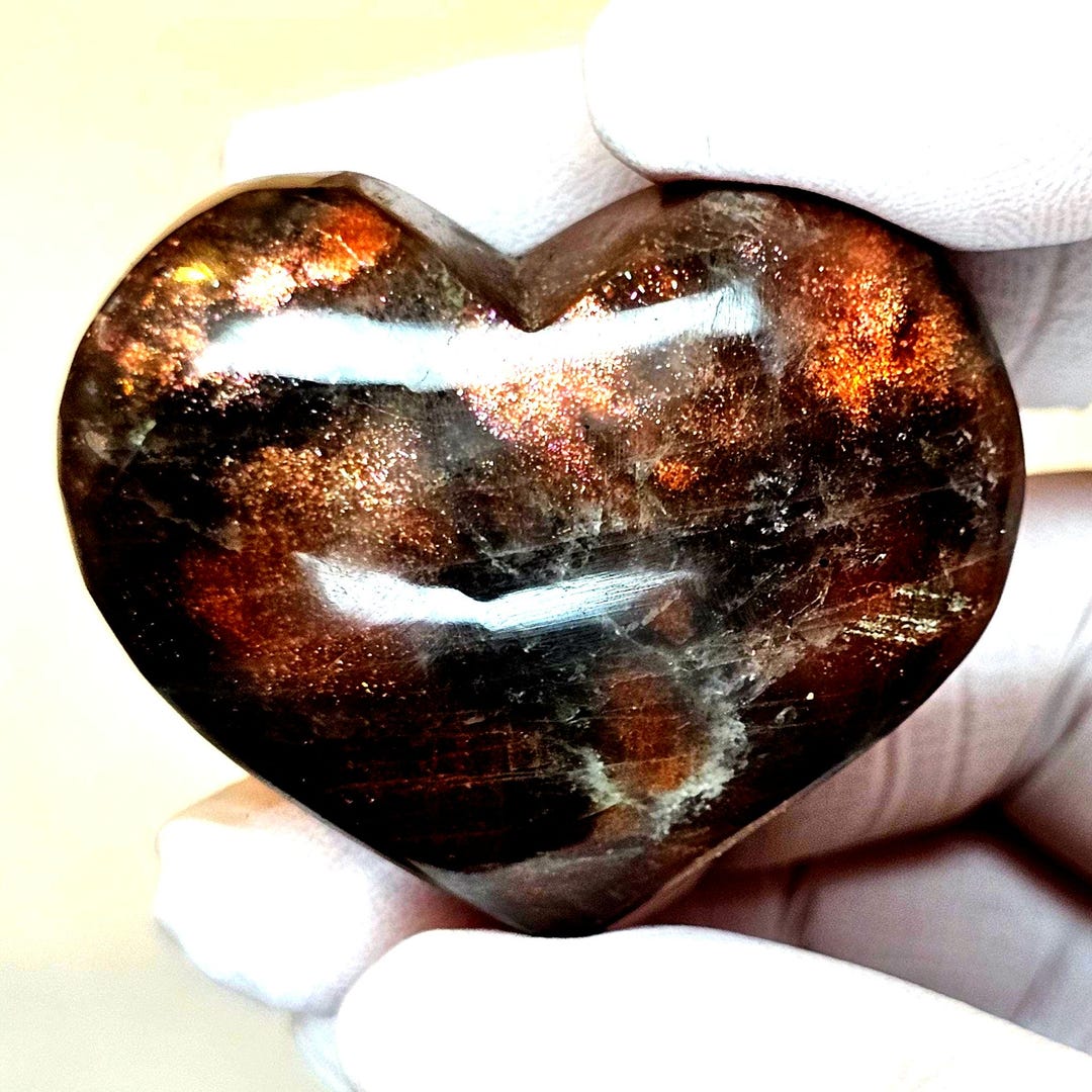 Red Sunstone Heart Palm Stone, Tanzanian Red Sunstone Heart Carving ...