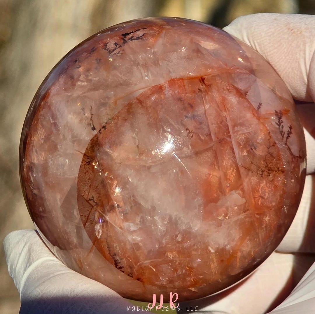 Dendritic Fire Quartz Sphere: Rainbow Hematoid Inclusions, Rare - Etsy