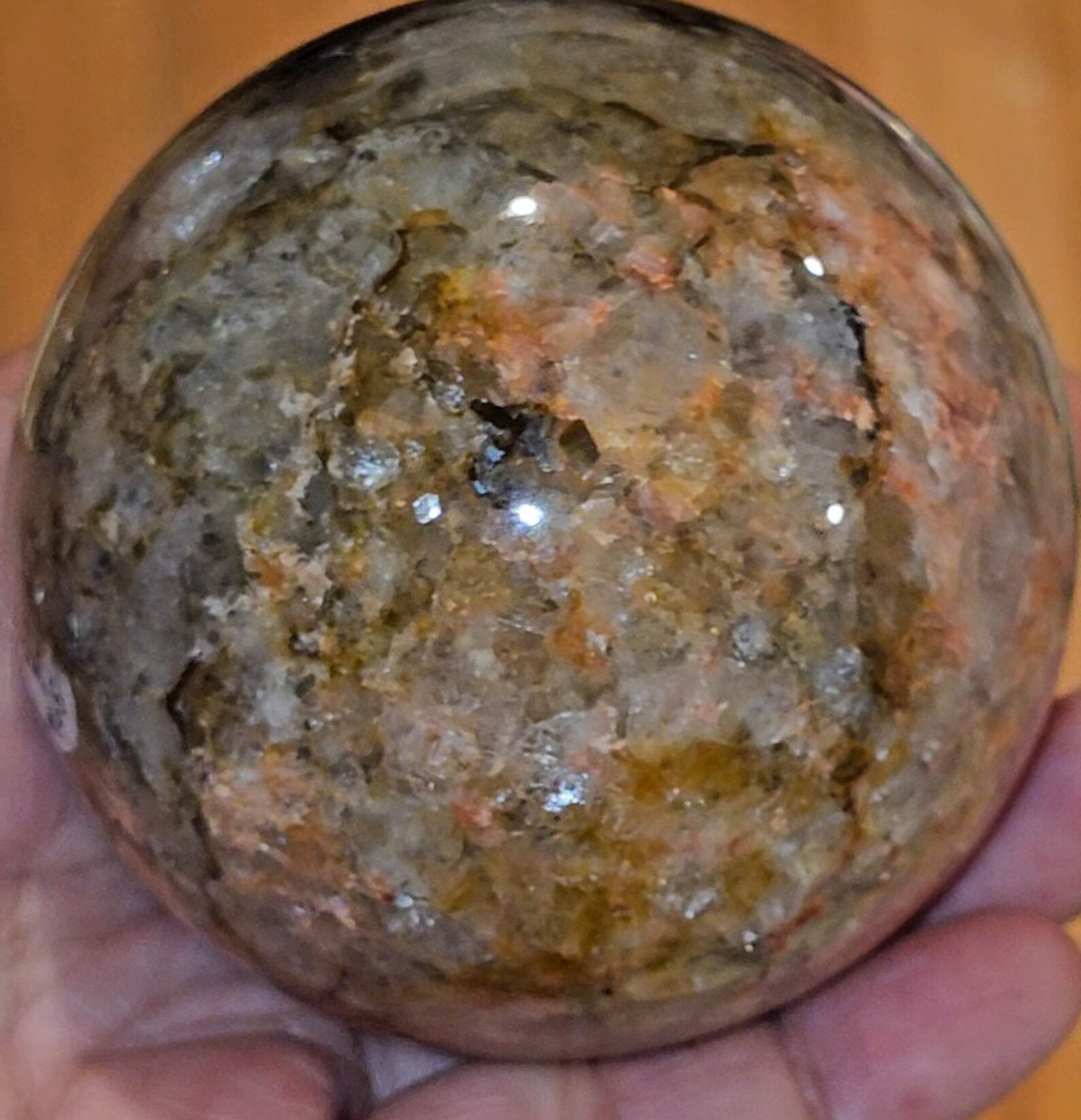 Sunstone With Green Mica, Green Tourmaline, Clear Quartz, Smokey Quartz ...