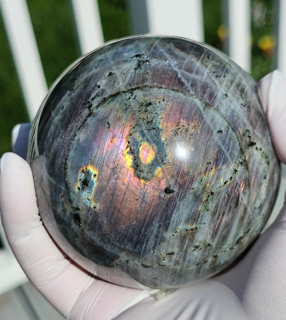 Large Flashy Lab Sphere, Purple Blue Pink Yellow Flash, Rainbow Flash ...