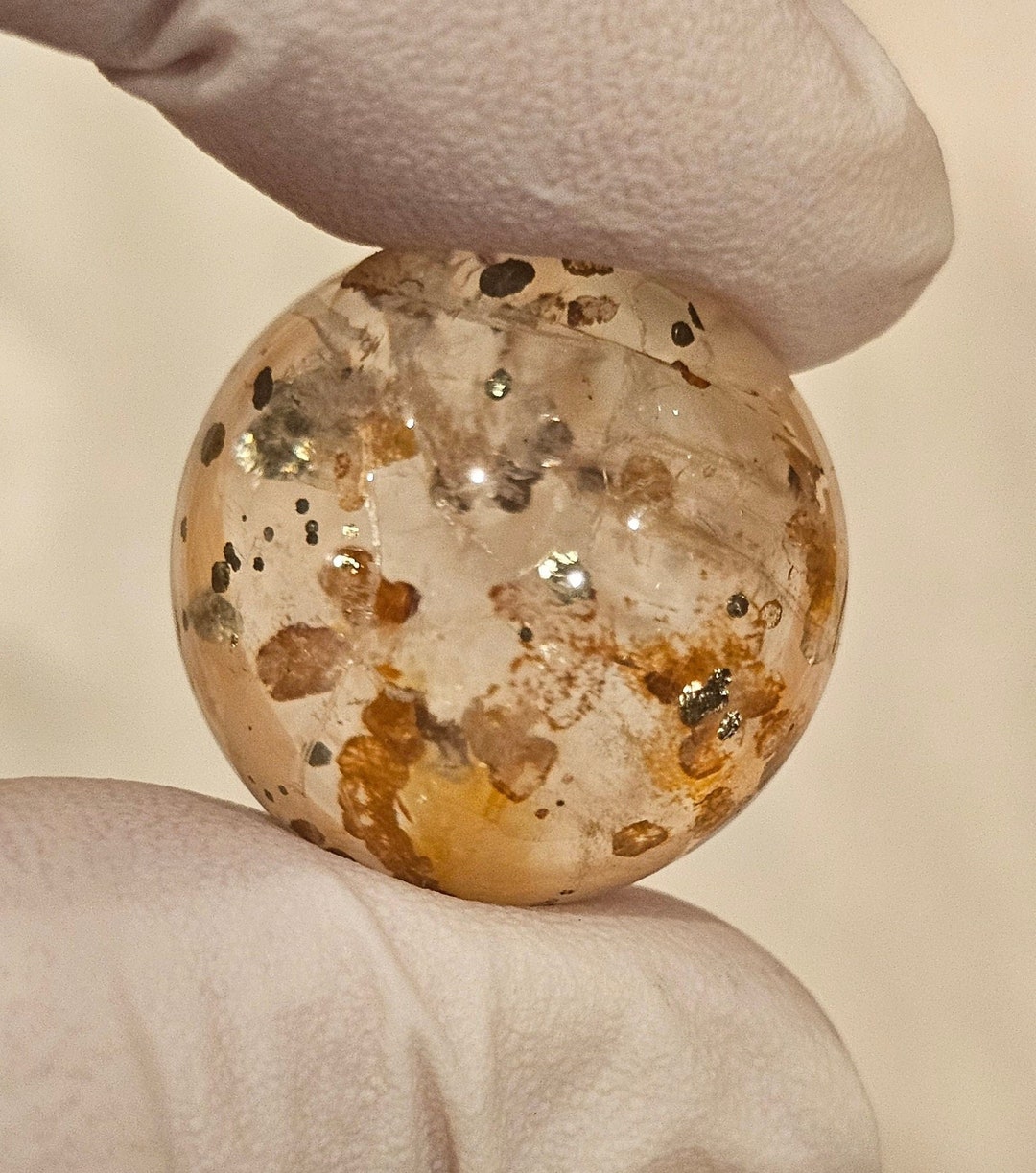 RARE Golden Healer and Pyrite Sphere, Clear Quartz Sphere With Golden ...