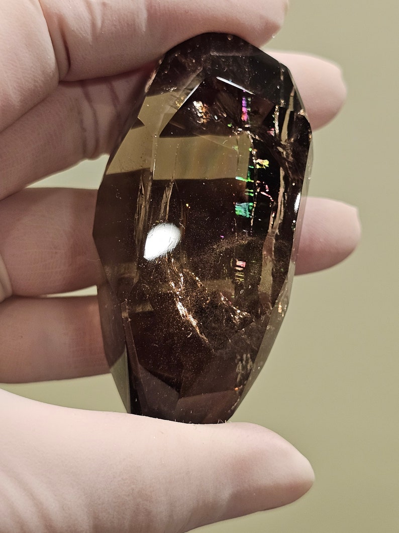 Handcarved Rainbow Smoky Quartz Crystal Gem - Etsy