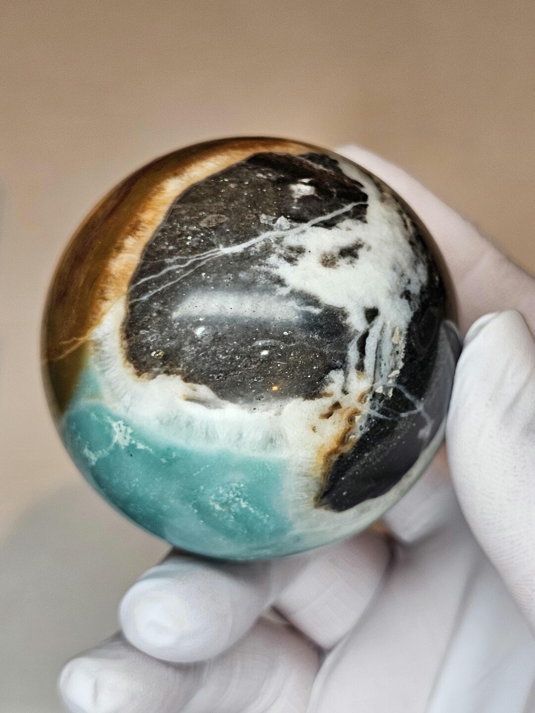 Caribbean Calcite Sphere: Rare Mixed Crystal With Pyrite - Etsy