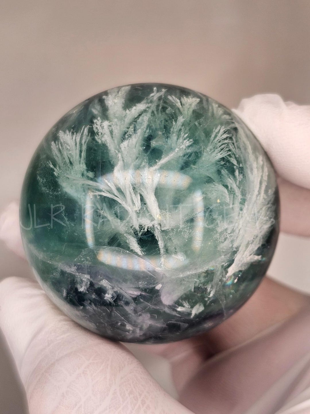 Pink UV Feather Fluorite Sphere - Blue Purple Green Plume Fluorite W ...