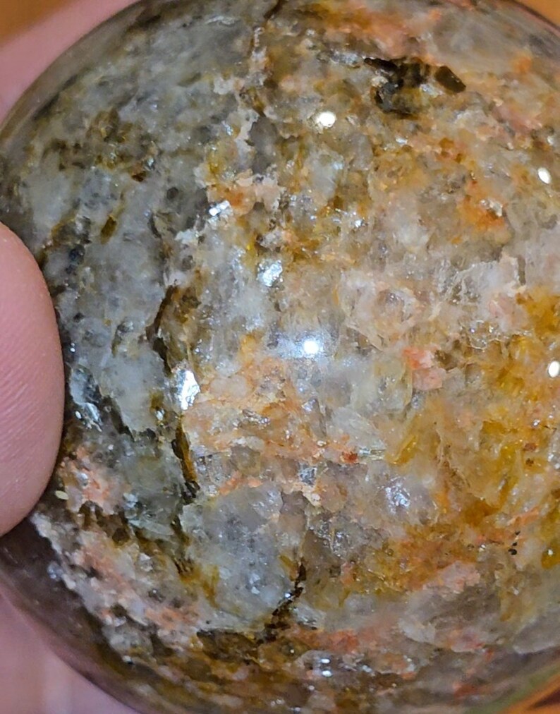 Sunstone With Green Mica, Green Tourmaline, Clear Quartz, Smokey Quartz ...