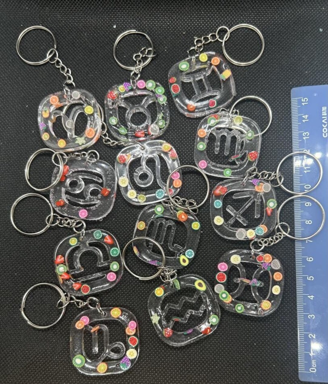 Zodiac Symbol Keychains handmade Resin Keychains, Astrology Keychains ...