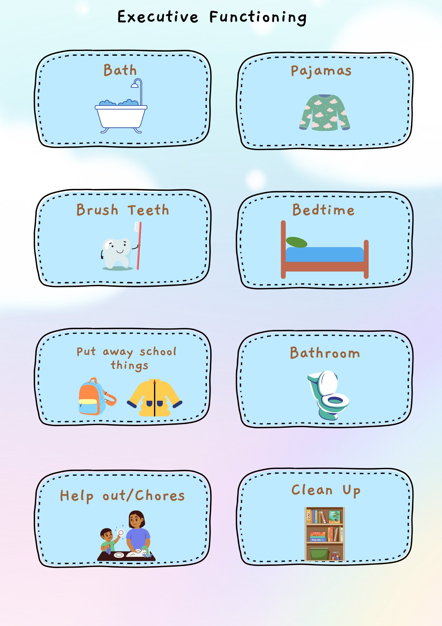 Cute Graphic Printable Daily Visual Schedule for Children_pastel and ...