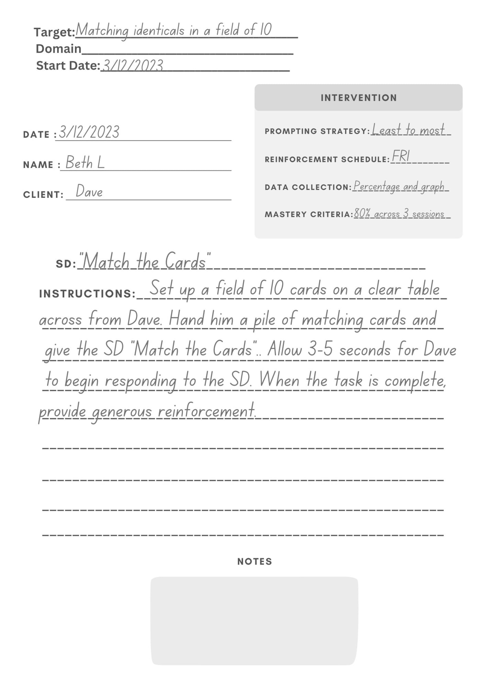 ABA Program Cover Data Sheet: DTT Therapy Template - Etsy