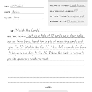 ABA Program Cover Data Sheet: DTT Therapy Template - Etsy
