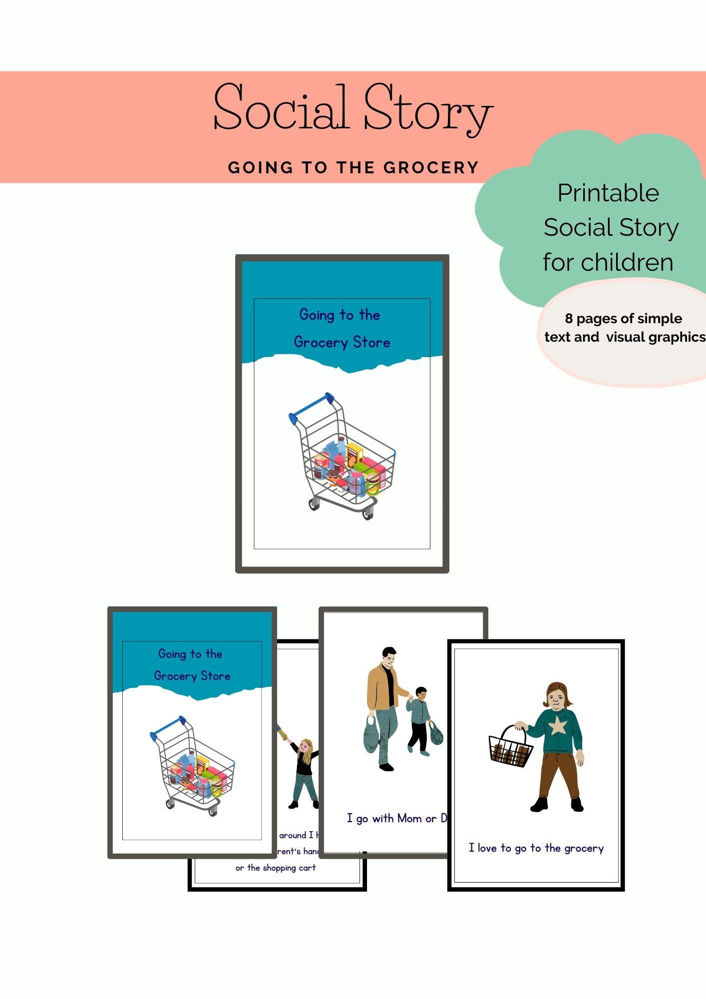 Social Story About Going to the Grocery - Etsy