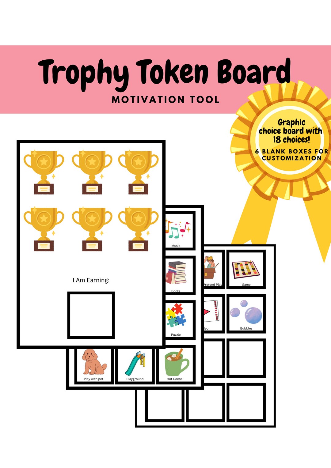 Simple Graphic Visual Trophy Token Board_ Reinforcement System for ...