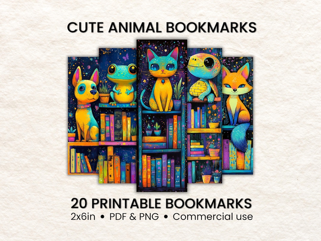 Cute Printable Animal Bookmarks, Digital Bookmarks for Kids ...