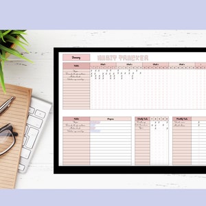 Printable Habit Tracker Pink, Day Planner, Printable Template, Goal ...