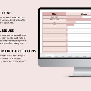 Monthly Habit Tracker Pink, Habit Tracker Google Sheet, Goal Template ...