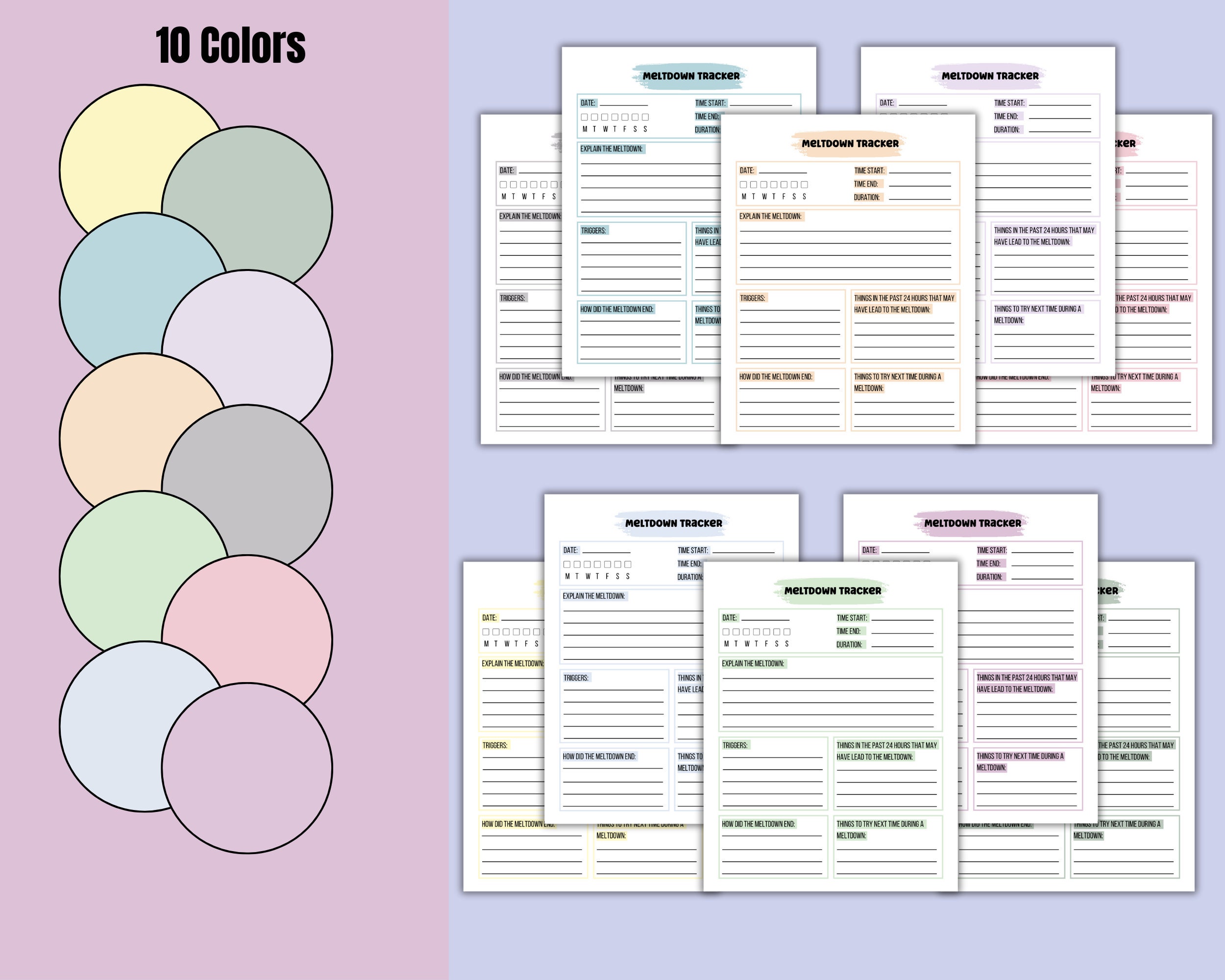 Meltdown Tracker, Autism Resource, Autism Workbook, Autism Planner ...