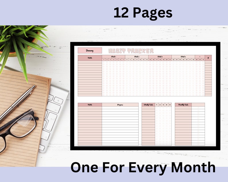 Printable Habit Tracker Pink, Day Planner, Printable Template, Goal ...