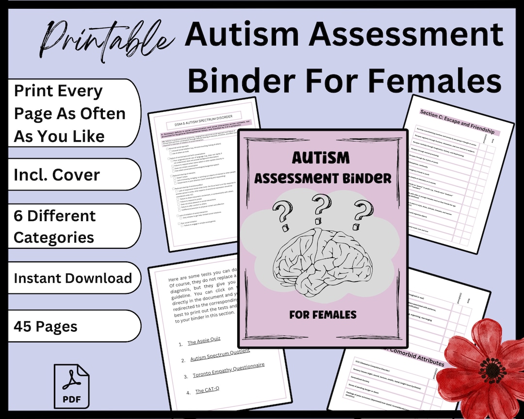 Autism Assessment Binder for Females, Medical Binder, Special Needs ...