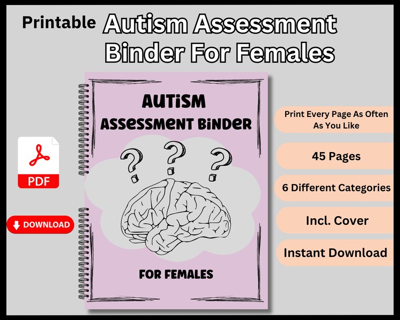 Autism Assessment Binder for Females, Medical Binder, Special Needs ...