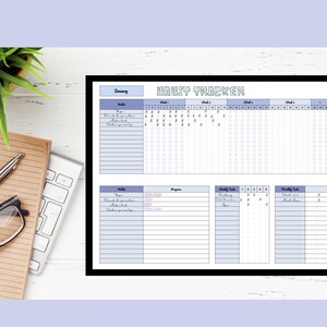 Printable Habit Tracker Blue, Day Planner, Printable Template, Goal ...