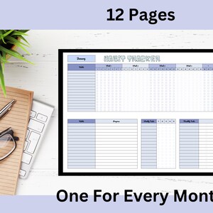 Printable Habit Tracker Blue, Day Planner, Printable Template, Goal ...