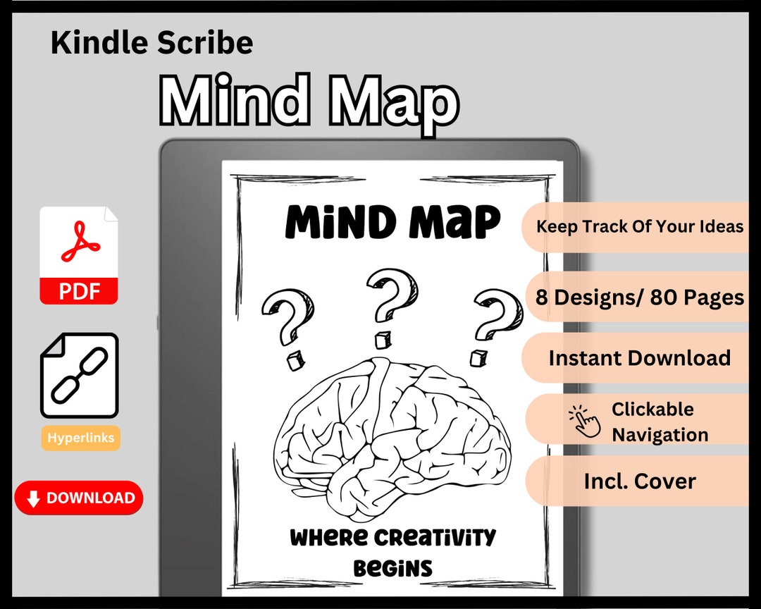 Kindle Scribe Mind Map, Kindle Template, Digital Planner, Brainstorming ...