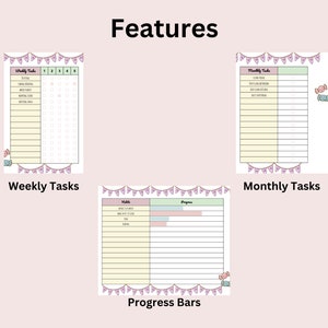 Monthly Habit Tracker Kawaii, Habit Tracker Google Sheet, Goal Template ...