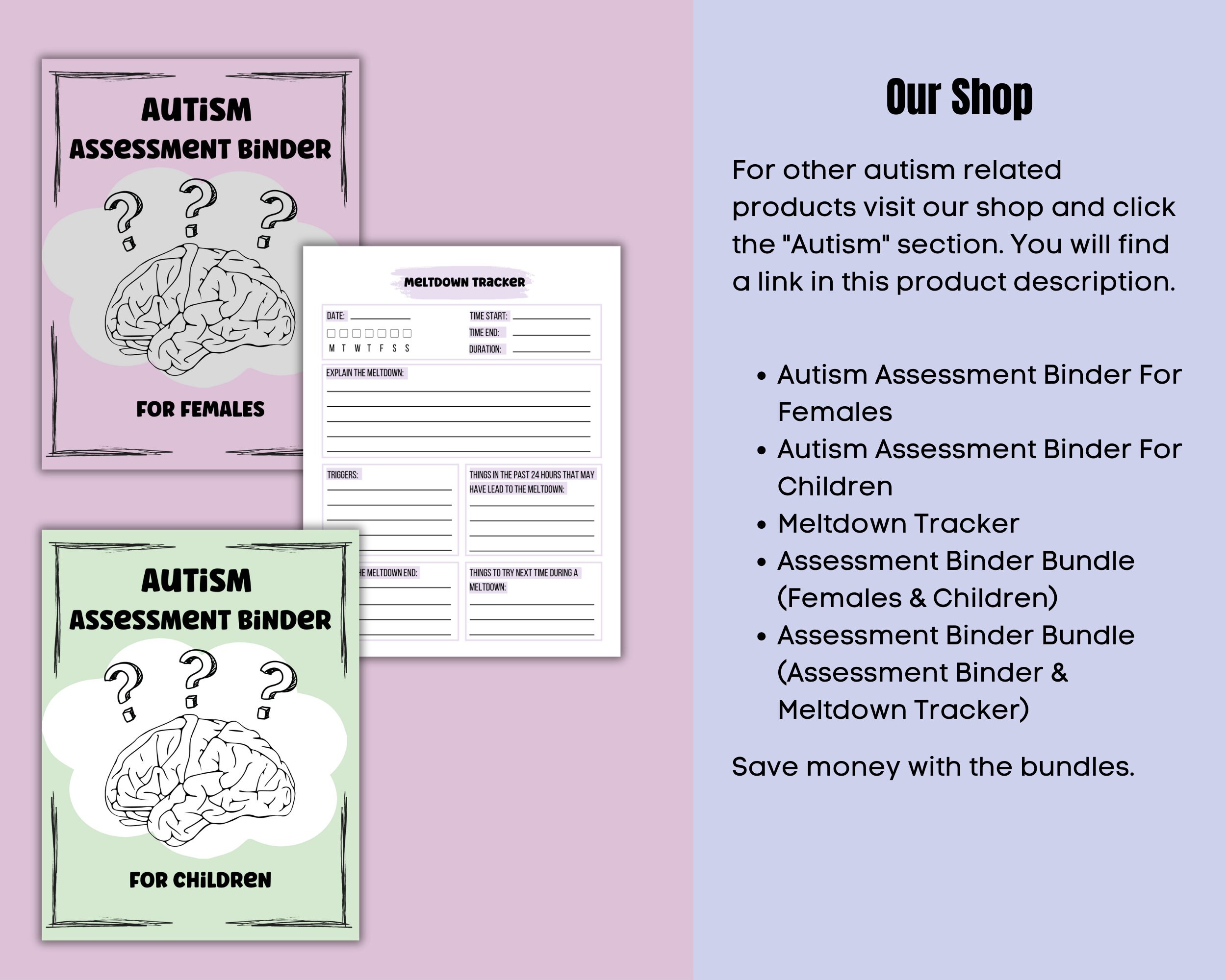 Autism Assessment Binder Bundle for Females and Children, Medical ...