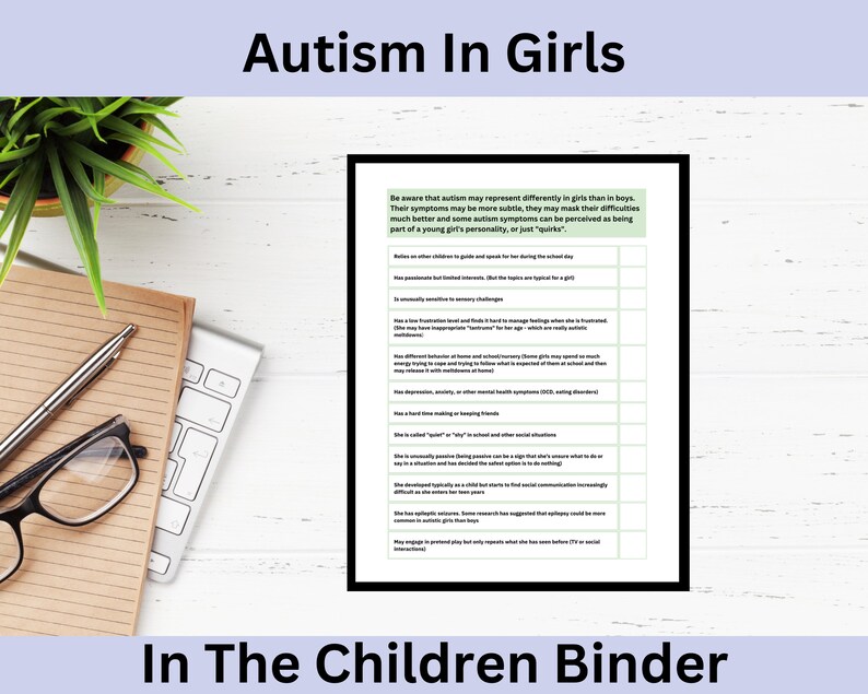 Autism Assessment Binder Bundle for Females and Children, Medical ...