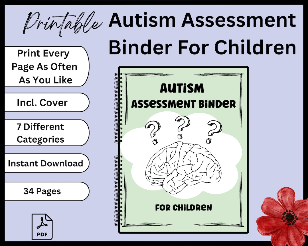 Autism Assessment Binder for Children, Medical Binder, Special Needs ...
