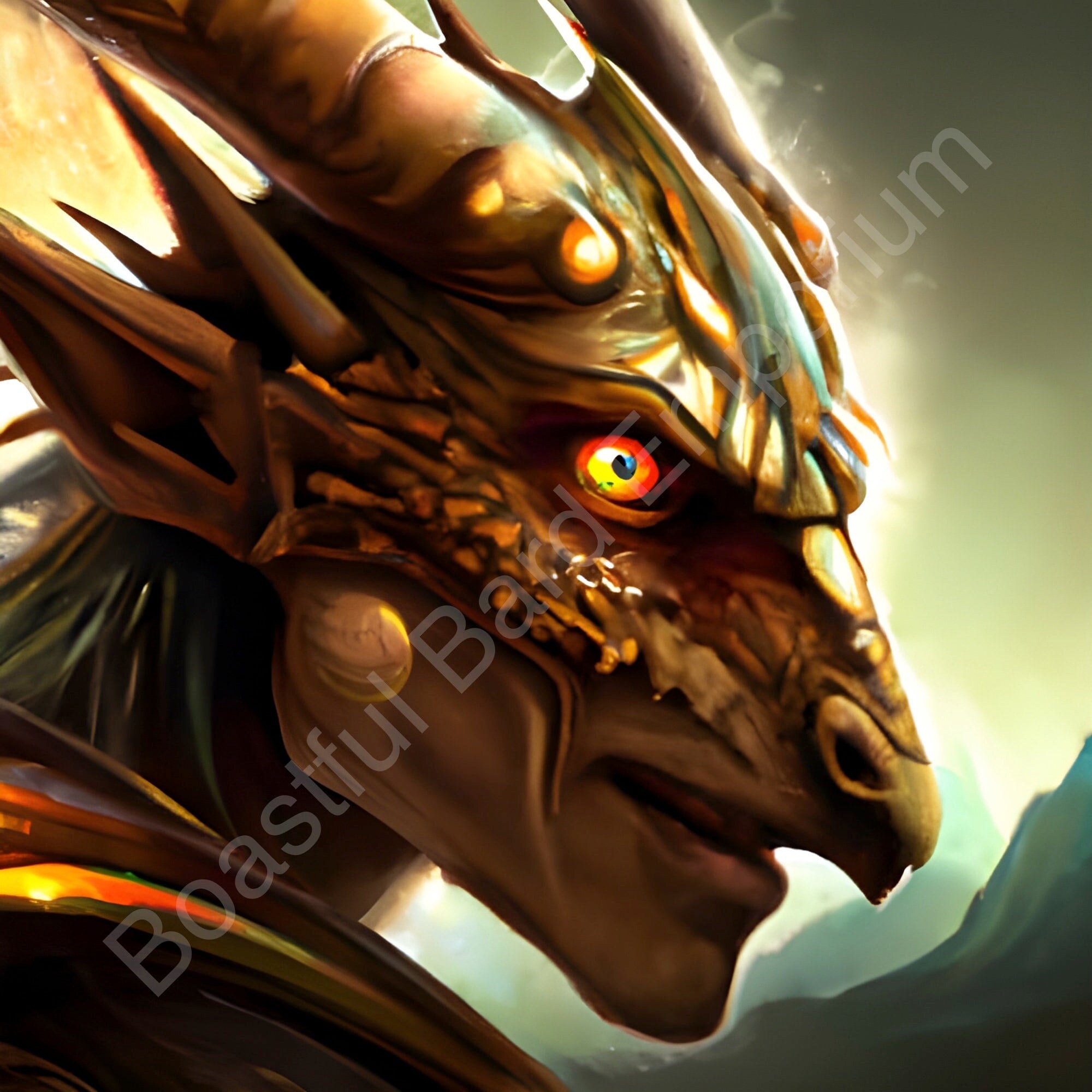 Dnd Digital Download Art Image File for Print of a Man in a Dragon Mask ...