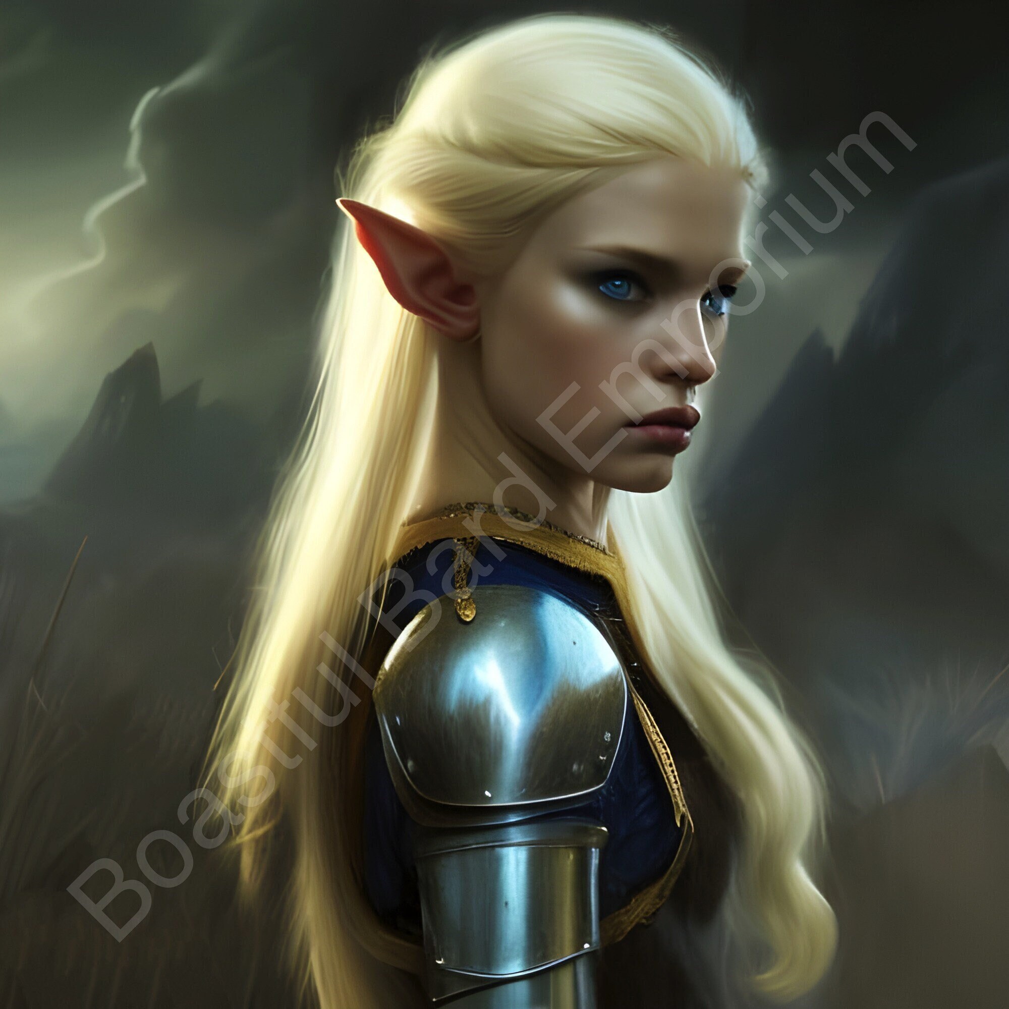 Dnd Digital Download Art Image File for Print of a Elf Woman in Armor ...