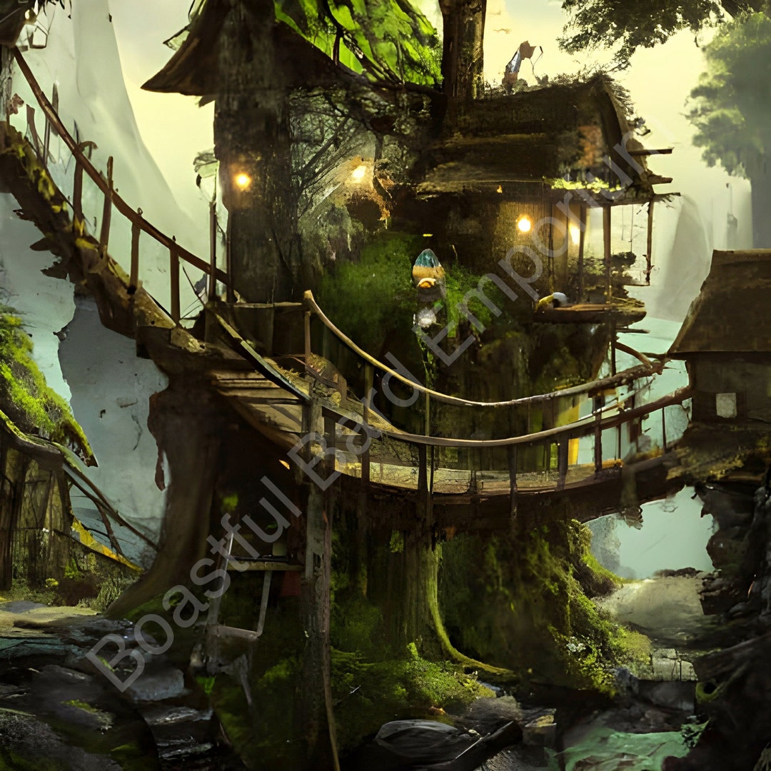 Dnd Digital Download Art Image File for Print of a Tree Village by ...