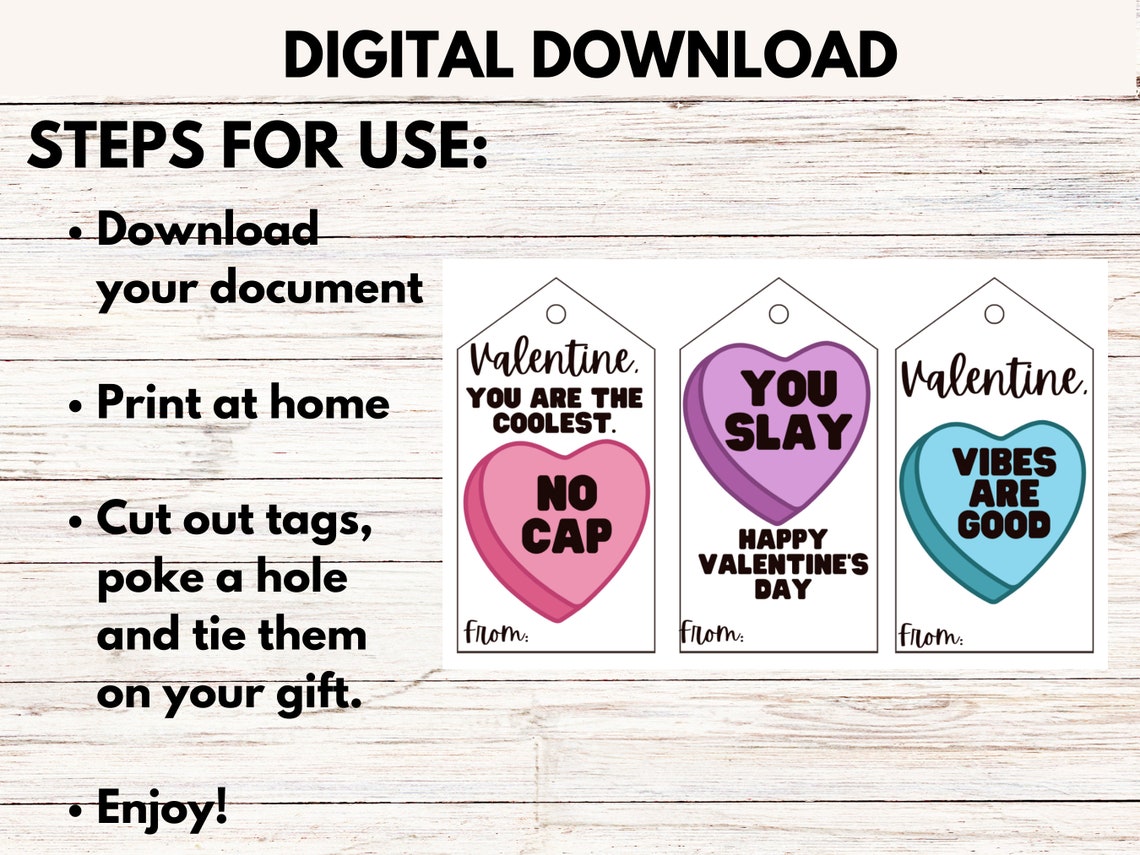 GEN Z Valentine Gift Tag/gen Z Printable Valentine Treat Tags, TWEEN ...