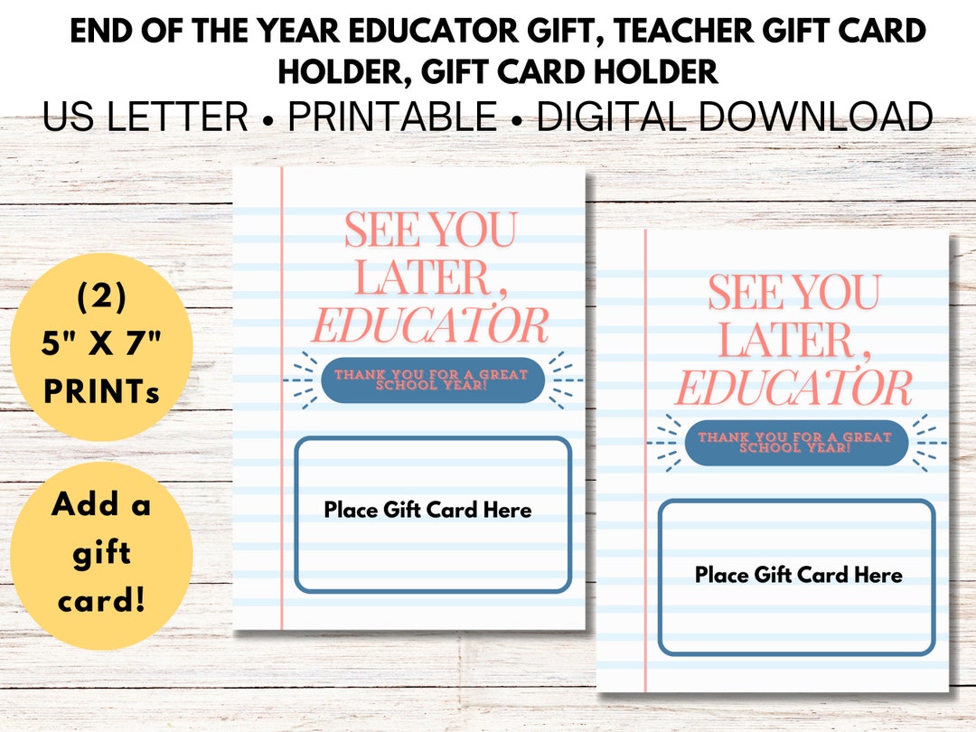 End of the Year TEACHER Gift, Gift Card Holder for Teachers, School ...